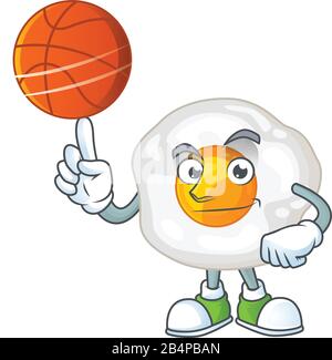 Playing basketball fried egg character cartoon Stock Vector Image & Art ...