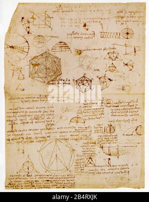 Leonardo da Vinci. Solid geometry and polyhedrons. 1505 Stock Photo - Alamy