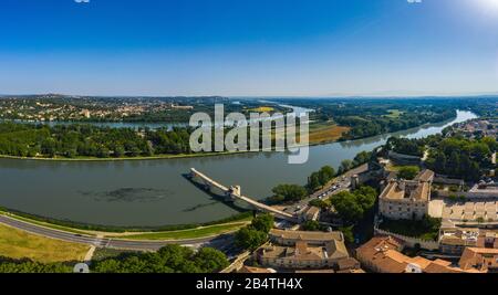 Aerial townscape scenery of Avignon city under summer blue sky Stock ...