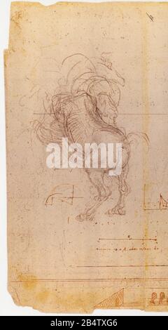 Leonardo da Vinci. Studies for the Battle of Anghiari. Detail. 1504 ...
