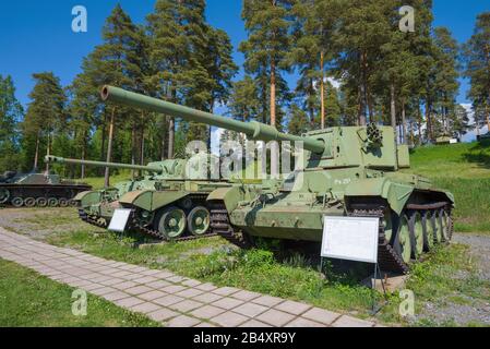 PAROLA, FINLAND - JUNE 10, 2017: Soviet captured tank T-34-85 in the ...