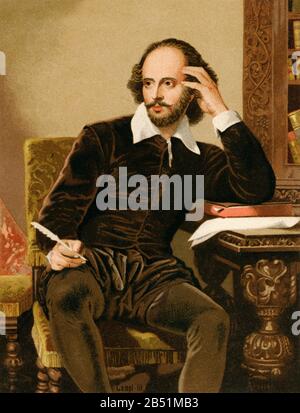 Portrait of William Shakespeare, 1564 - 1616, an English playwright ...