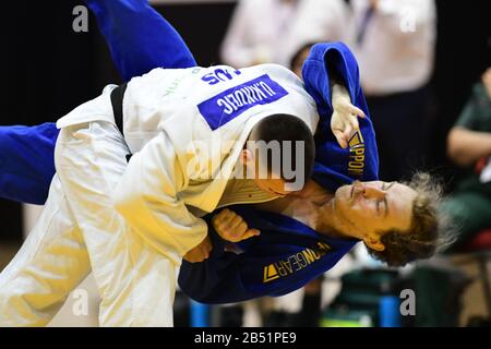 Angus Baird of UWA Judo (Right) in action against Uros Nikolic of Zenbu ...