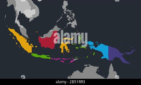 Colorful Indonesia map Stock Photo - Alamy