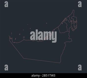 United Arab Emirates Blank Map Isolated on White Background. High ...