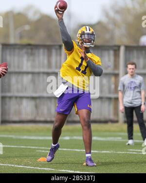LSU quarterback TJ Finley (11) throws a pass during the first quarter ...