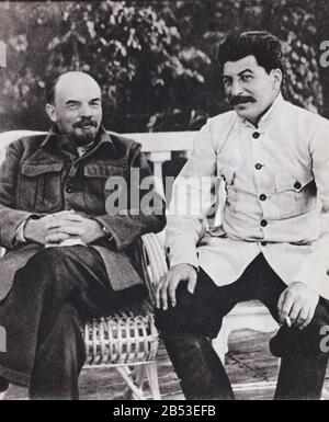 Stalin and Lenin, Russian Bolshevik revolutionary leaders, Moscow ...