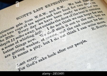 The final page of Captain Scott`s diary, 1912 (1935). Artist: Robert ...