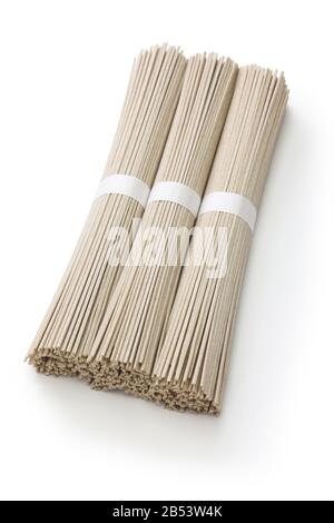 bundled dried Soba ( Japanese buckwheat noodles) isolated on white ...