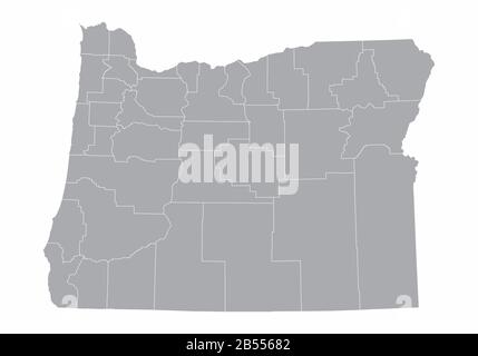 Oregon counties vector map outline with USA map colors national flag ...