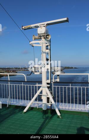 Radar on big ferry boat Stock Photo - Alamy