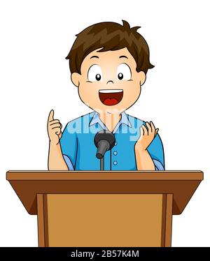 Illustration of a Kid Boy Talking with a Speaking Lettering Stock Photo ...