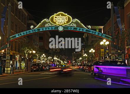Nightlife at historic Gaslamp Quarter San Diego - CALIFORNIA, USA ...