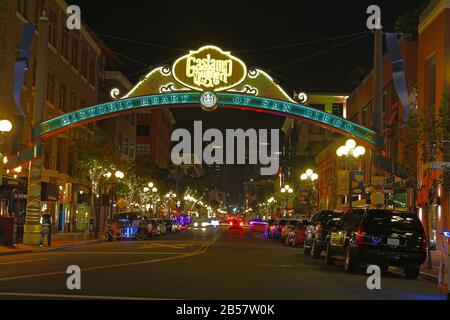 Nightlife at historic Gaslamp Quarter San Diego - CALIFORNIA, USA ...
