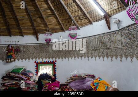 Intricate wall design of mud hut interior of Harijan tribe in Ludia ...