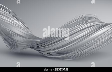 Abstract twisted lines. Modern design shape on dark background. Digital ...