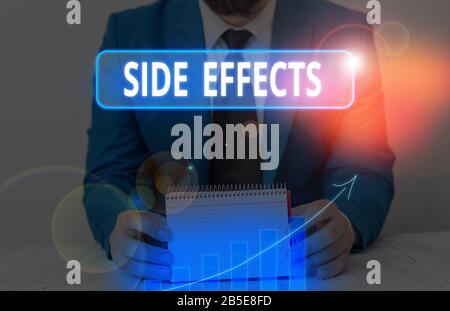 Writing note showing Side Effects. Business concept for Typically ...