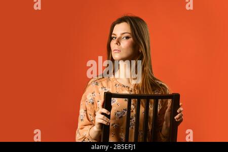 Languid look. Relaxed pose. Just relaxing. Woman beautiful face. Female ...