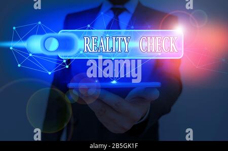 Text sign showing Reality Check Ahead. Business photo showcasing Unveil ...