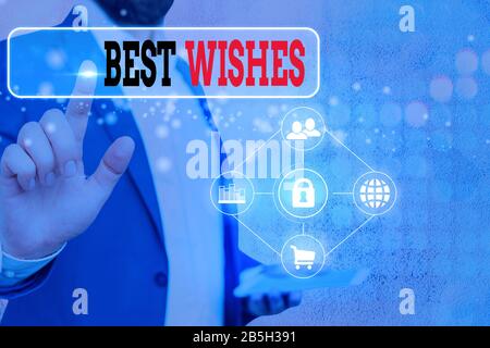 Writing note showing Best Wishes. Business concept for an expression of ...
