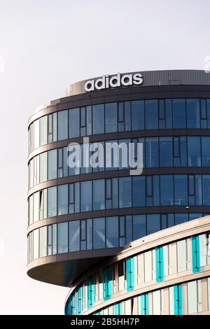The facade of the Adidas store in Prague, Czech republic Stock Photo ...