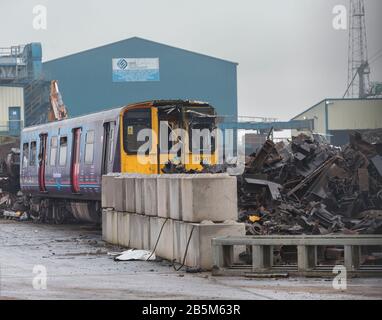Former Thameslink class 313 electric train waiting scrapping at Sims ...