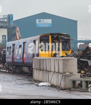 Former Thameslink class 313 electric train waiting scrapping at Sims ...