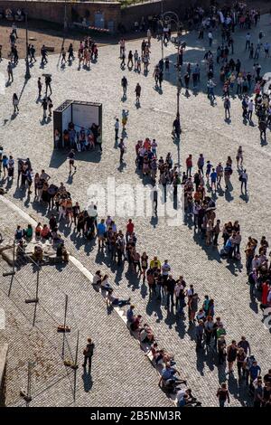 Visitors line up outside Forum building at the Obama Presidential ...