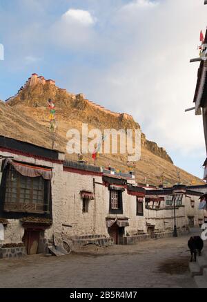 Dzong Fort and the town of Gyantse in Tibet Stock Photo - Alamy