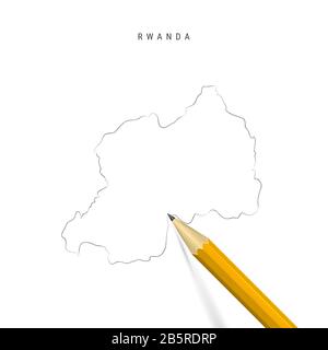 Rwanda Blank Map Isolated on White Background. High-Detailed Black ...