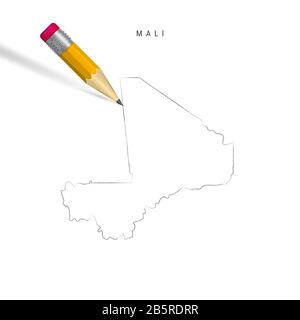 3d Mali map illustration white background isolate Stock Photo - Alamy