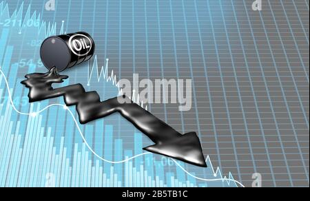 Falling oil price dive and decrease of petroleum costs concept as a ...