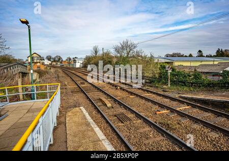 The signal house and railway line at Wroxham and Hoveton Stock Photo ...