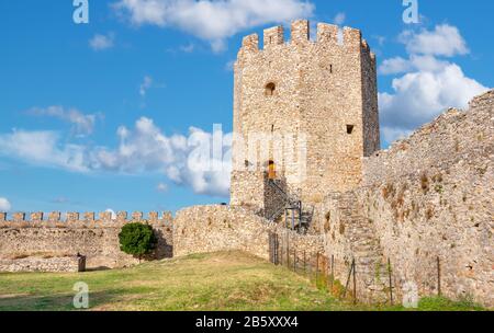 The octagonal tower inside the byzantine castle of Platamonas ...