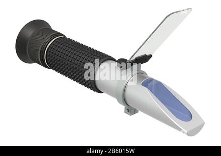 Modern Refractometer closeup, 3D rendering isolated on white background ...