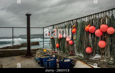 Sennen; Wave Breaking Over Pier; Cornwall; UK Stock Photo - Alamy