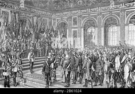 Imperial Proclamation at Versailles. Painting by Anton von Werner. With ...