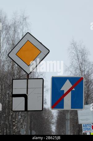 Traffic signs on a white background Stock Photo - Alamy