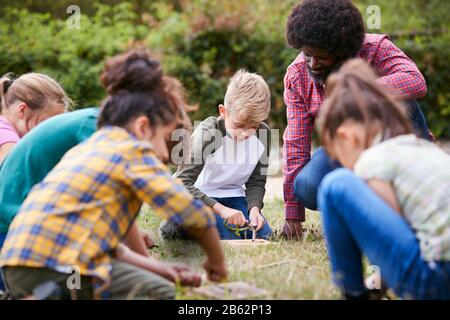 Team Leader Showing Group Of Children On Outdoor Camping Trip How To ...
