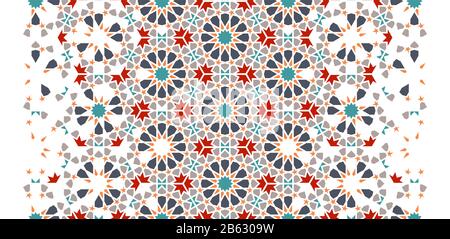 Traditional tile mosaic seamless border pattern print. Fabric effect ...