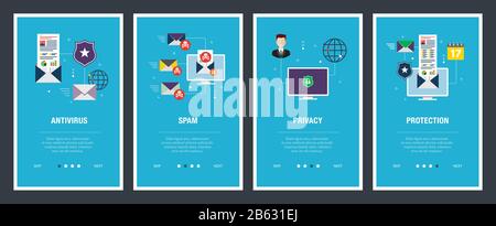 Phishing email security banner set. Flat illustration of phishing email ...