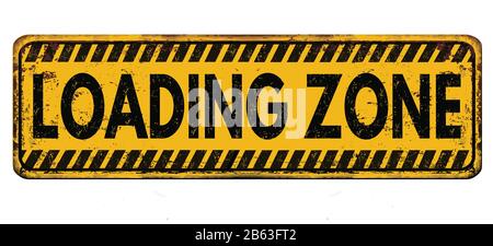 Loading zone sign. Vector illustration isolated on white. Blue ...