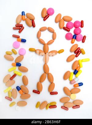 MEDICINAL TABLETS WITH STICK MAN FIGURE RE DRUGS MEDICINES HEALTH ...