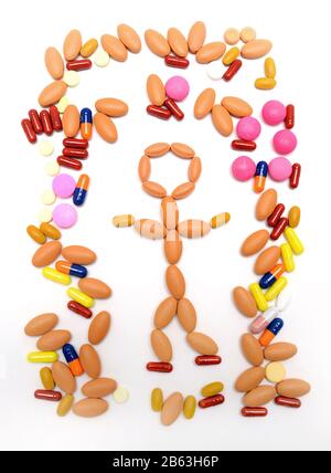 MEDICINAL TABLETS WITH STICK MAN FIGURE RE DRUGS MEDICINES HEALTH ...