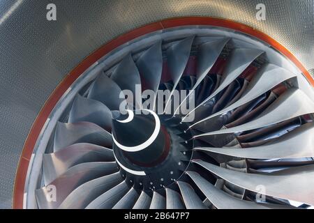 Aircraft engine vane turbine blades close up view Stock Photo - Alamy