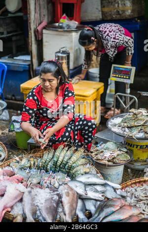 Fish market and vegetable market in Yangon, Myanmar. (Photo by Robin ...