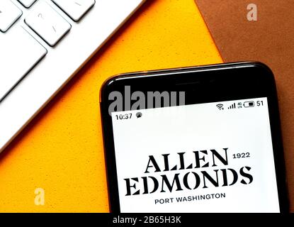 In this photo illustration the Allen Edmonds logo is seen displayed on ...