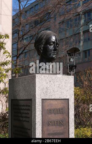 Monument, bust, Edith Stein, philosopher, Strasse der Erinnerung road ...