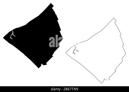 Nanterre City (French Republic, France) map vector illustration ...