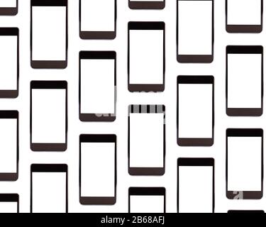 pattern with blank smart phones on light blue surface Stock Photo - Alamy